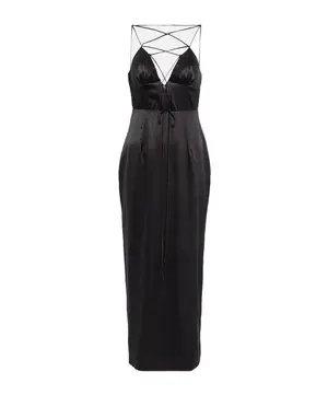 Alessandra Rich Silk-blend Satin Maxi Dress - Black