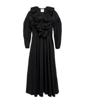 JIL SANDER Ruffle-trimmed Midi Dress - Black
