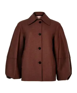 Harris Wharf London Puff-sleeved Jacket In Pressed Wool - Red
