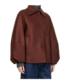 Harris Wharf London Puff-sleeved Pressed Wool Jacket - Red