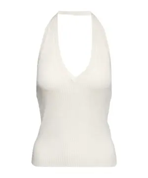 NILI LOTAN Ivey Ribbed Knit Backless Silk Top - White