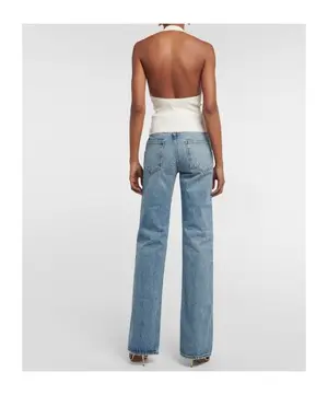NILI LOTAN Ivey Ribbed Knit Backless Silk Top