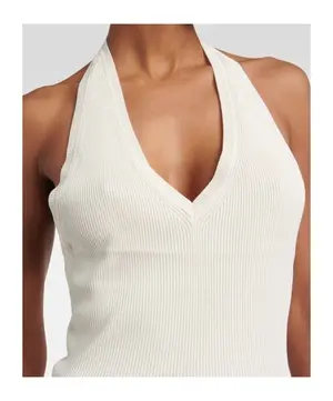 NILI LOTAN Ivey Ribbed Knit Backless Silk Top