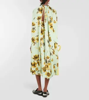 JIL SANDER Floral Caped Midi Dress