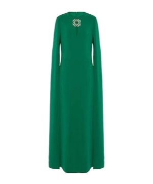 Elie Saab Embellished Cady Gown - Green