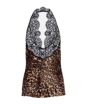 NILI LOTAN Teo Leopard-print Silk Satin Top - Black