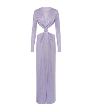 AREA Crystal-embellished Cutout Jersey Gown - Purple