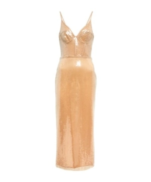 David Koma Sequined Midi Dress - Nude