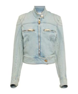 Blumarine Front Zip-up Denim Jacket - Gray