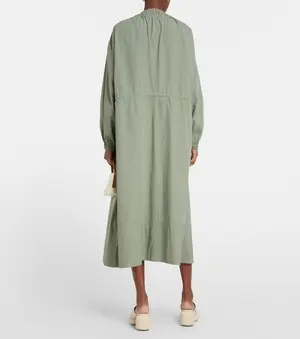 JIL SANDER Drawstring Cotton Poplin Midi Dress