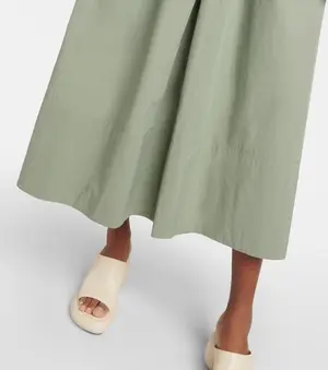 JIL SANDER Drawstring Cotton Poplin Midi Dress