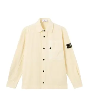 Stone Island Snap-button Shirt Jacket With Chest Pockets - Ivory