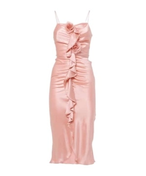 RODARTE Ruched Silk Crêpe Midi Dress - Pink