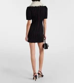 Alessandra Rich Striped Wool-blend Mini Dress