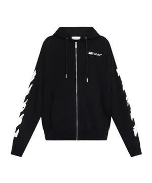 Off-White Zip-up Drawstring Hoodie