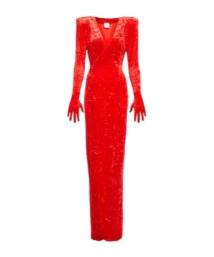 Vetements Wrap Velvet Maxi Dress - Red