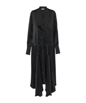 Plan C Asymmetric Pleated Midi Dress - Black
