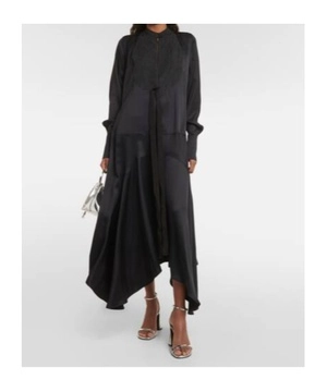 Plan C Asymmetric Pleated Midi Dress
