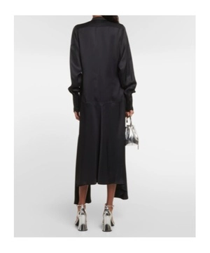 Plan C Asymmetric Pleated Midi Dress
