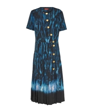 Altuzarra Myrtle Printed Pleated Midi Dress - Blue