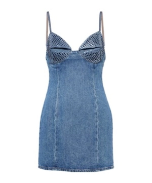 AREA Crystal-embellished Denim Minidress - Blue