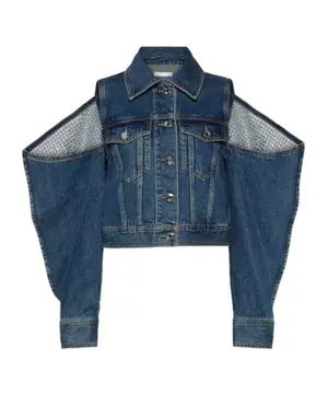 AREA Denim Jacket With Decorative Cutouts - Blue
