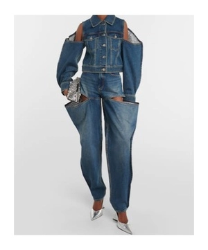 AREA Denim Jacket With Decorative Cutouts