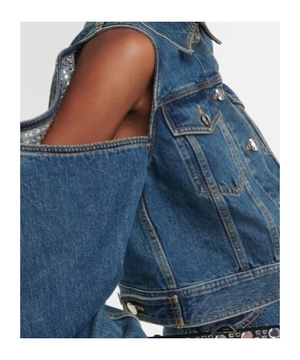 AREA Denim Jacket With Decorative Cutouts