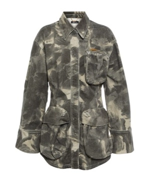 Blumarine Belted Printed Denim Jacket - Black