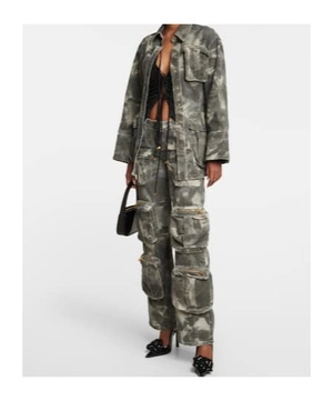 Blumarine Belted Printed Denim Jacket