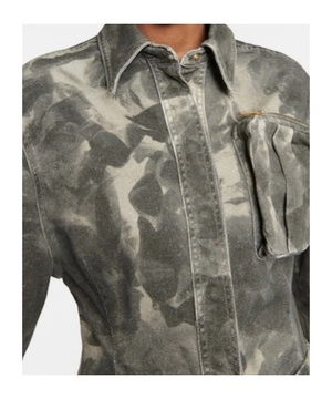 Blumarine Belted Printed Denim Jacket