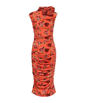 Magda Butrym Floral-appliqué Printed Midi Dress - Red