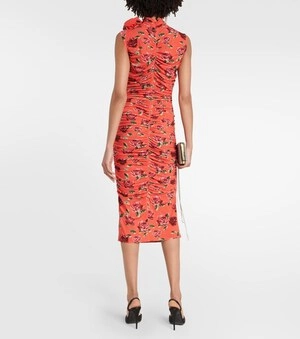 Magda Butrym Floral-appliqué Printed Midi Dress - Red