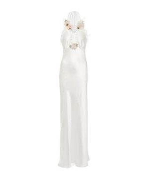 RODARTE Floral Lace-trimmed Silk Dress - White