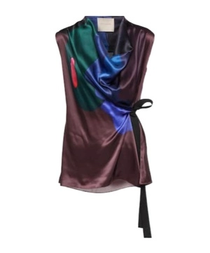 ROKSANDA Printed Self-tie Silk Top - Black