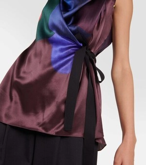 ROKSANDA Printed Self-tie Silk Top
