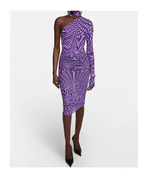 MUGLER Printed Mesh Lace Dress