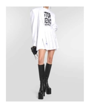 Vetements Printed Pleated Cotton Miniskirt