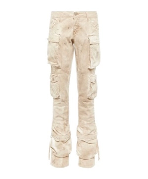 Attico Low-rise Denim Cargo Pants - Nude