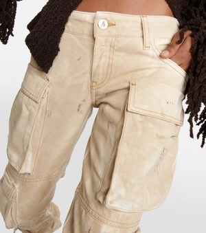 Attico Low-rise Denim Cargo Pants