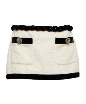 AREA Embellished Boucle Miniskirt - White