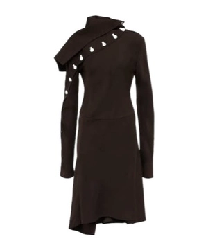 JIL SANDER Mockneck Padded Taffeta Mididress