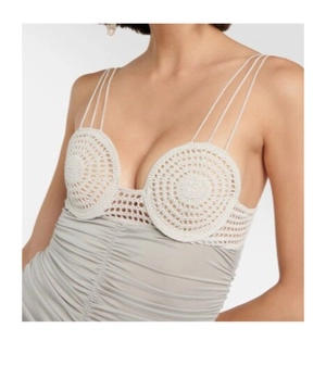 Magda Butrym Ruched Crochet And Jersey Minidress