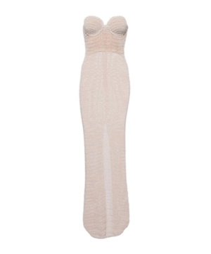 Magda Butrym Crochet Cotton And Linen Blend Midi Dress - Nude