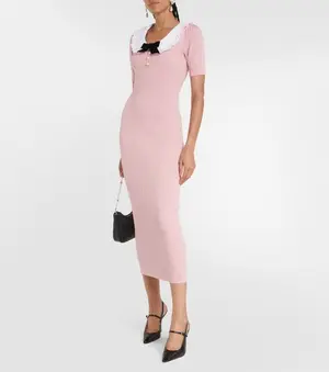 Alessandra Rich Embellished Cotton-blend Midi Dress
