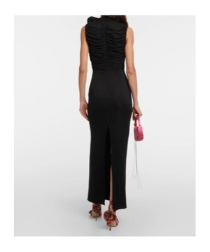 Magda Butrym Floral-appliqué Ruched Maxi Dress
