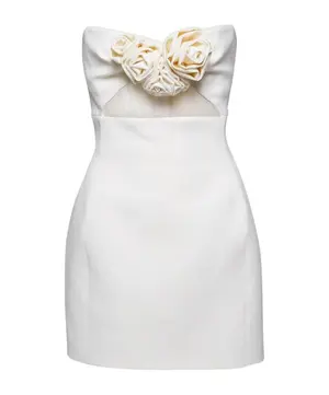 Magda Butrym Floral-applique Wool Bustier Dress - White