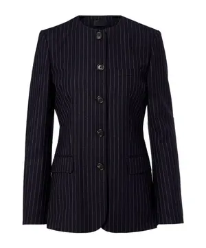 NILI LOTAN Pinstripe Wool Jacket - Black