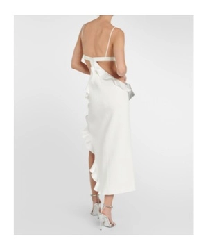 David Koma Ruffle-trimmed Asymmetrical Cutout Midi Dress