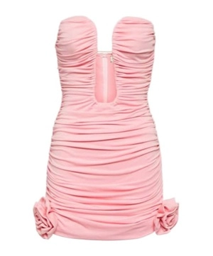 Magda Butrym Floral-appliqué Ruched Minidress - Pink